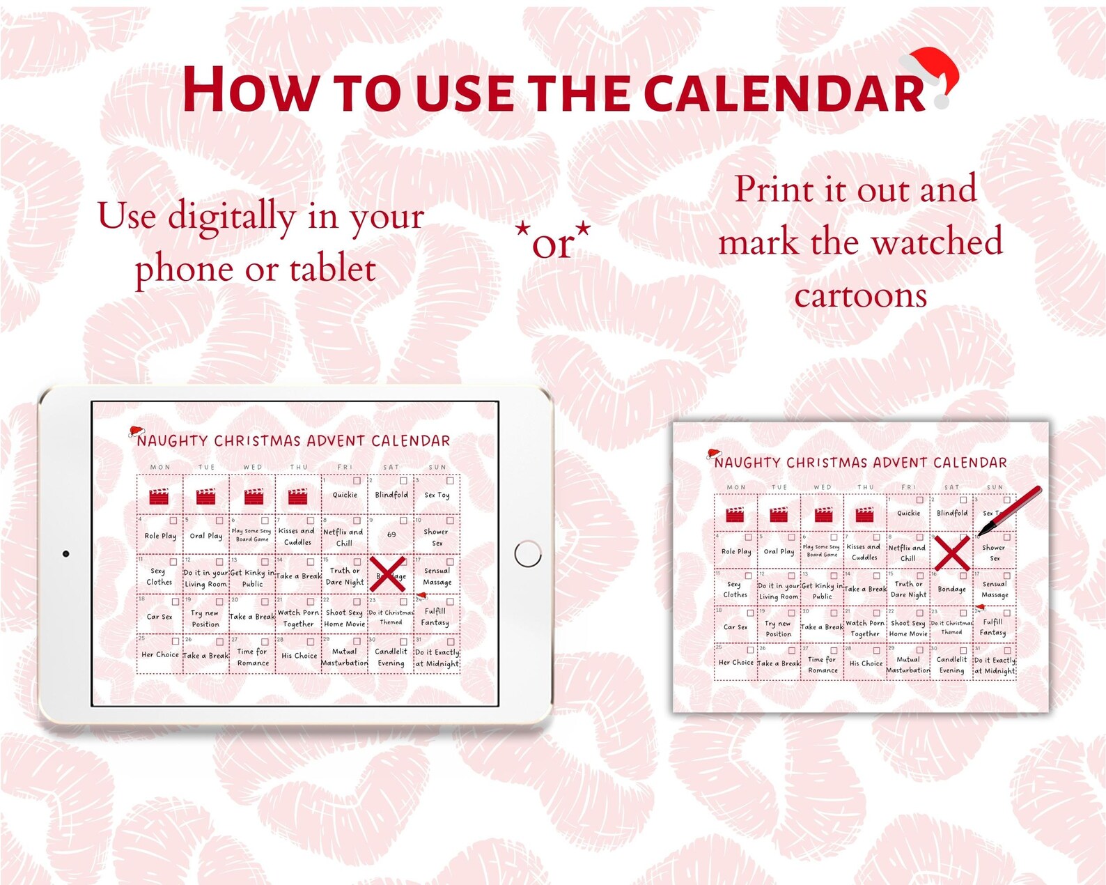 Naughty Christmas Advent Calendar December | Printable Intimate Couples ...