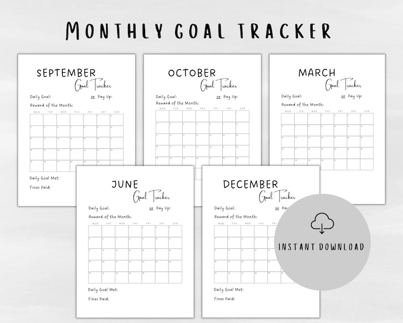 Monthly Daily Goal Tracker Printable Daily Habits Tracker Which Helps ...