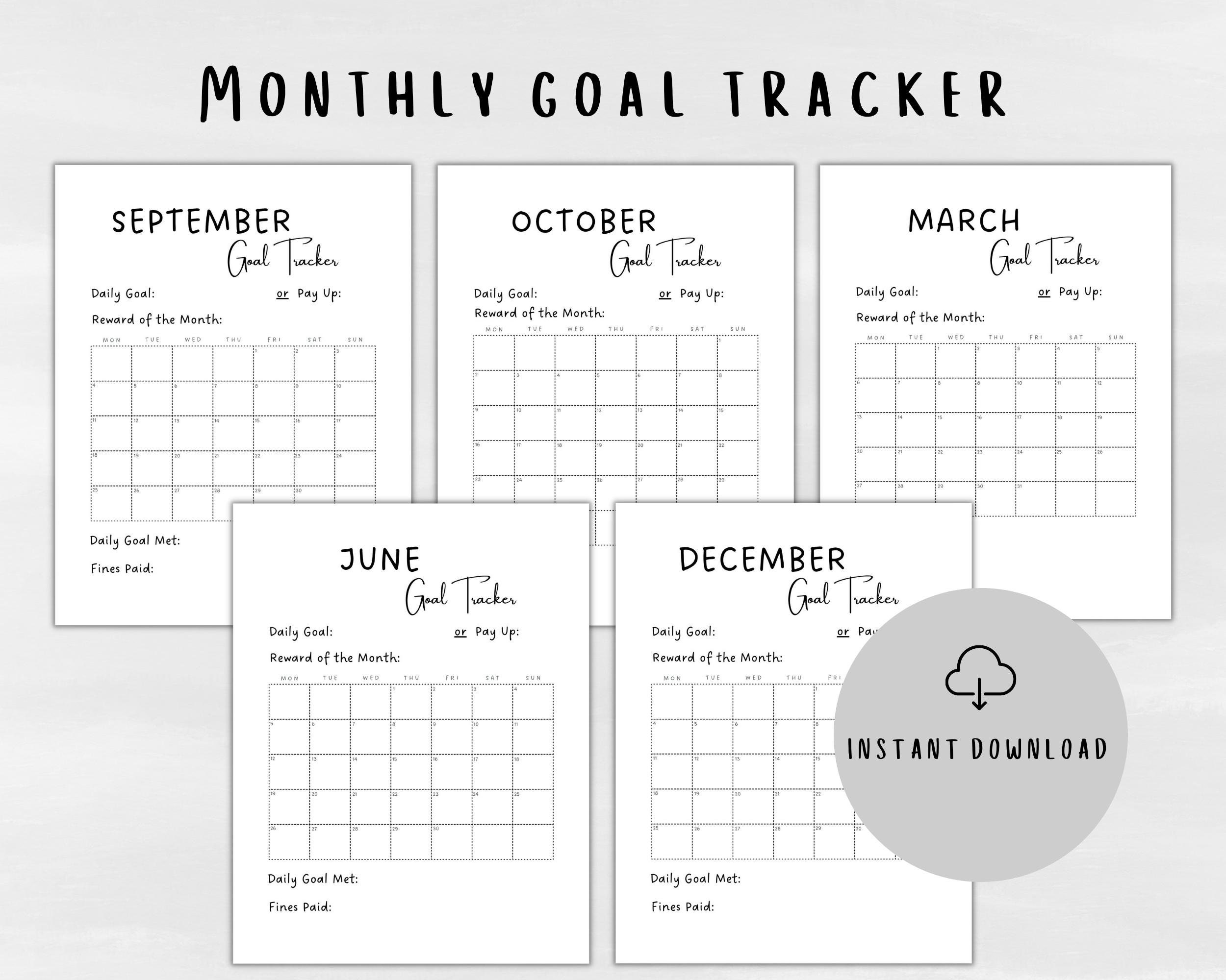 Monthly Daily Goal Tracker Printable Daily Habits Tracker Which Helps ...