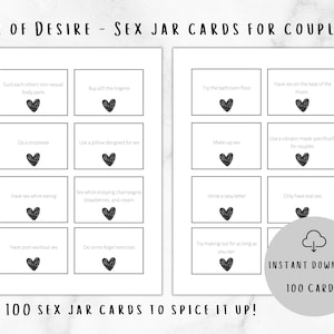 Jar of Desire Sex Jar Cards for Couples Intimacy Game | Printable 100 ...