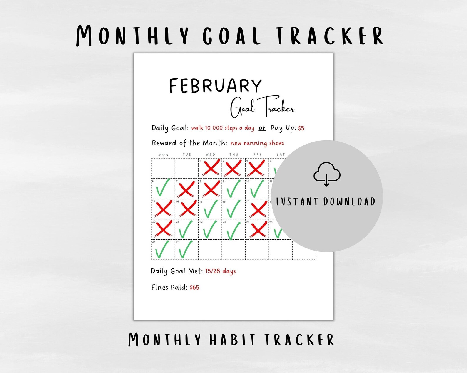 Monthly Daily Goal Tracker Printable Daily Habits Tracker Which Helps ...