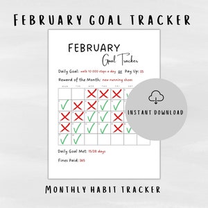 February Daily Goal Tracker | Printable Daily Habits Tracker Which ...