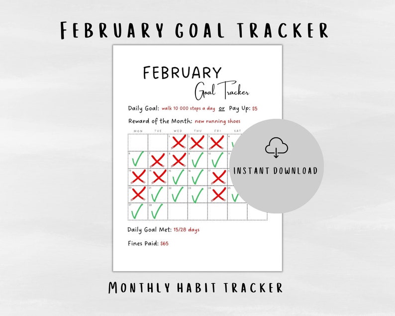 February Daily Goal Tracker Printable Daily Habits Tracker Which Helps ...