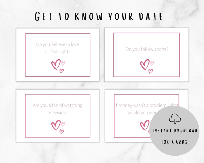 100 Question Cards for First Date | Get to Know Your Partner Better ...