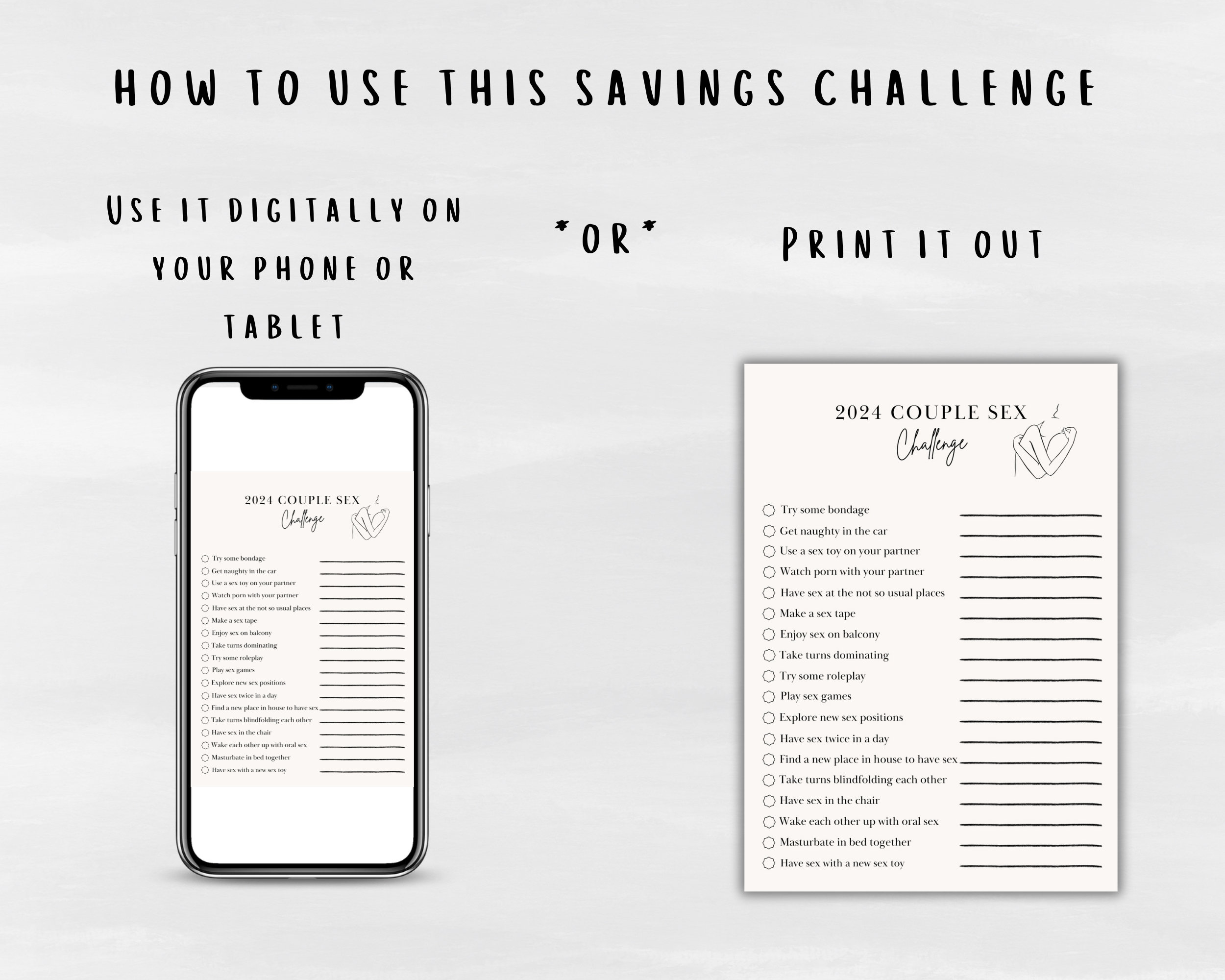 2024 Couples Sex Challenge | Printable Kinky Sex Challenge for Couples ...