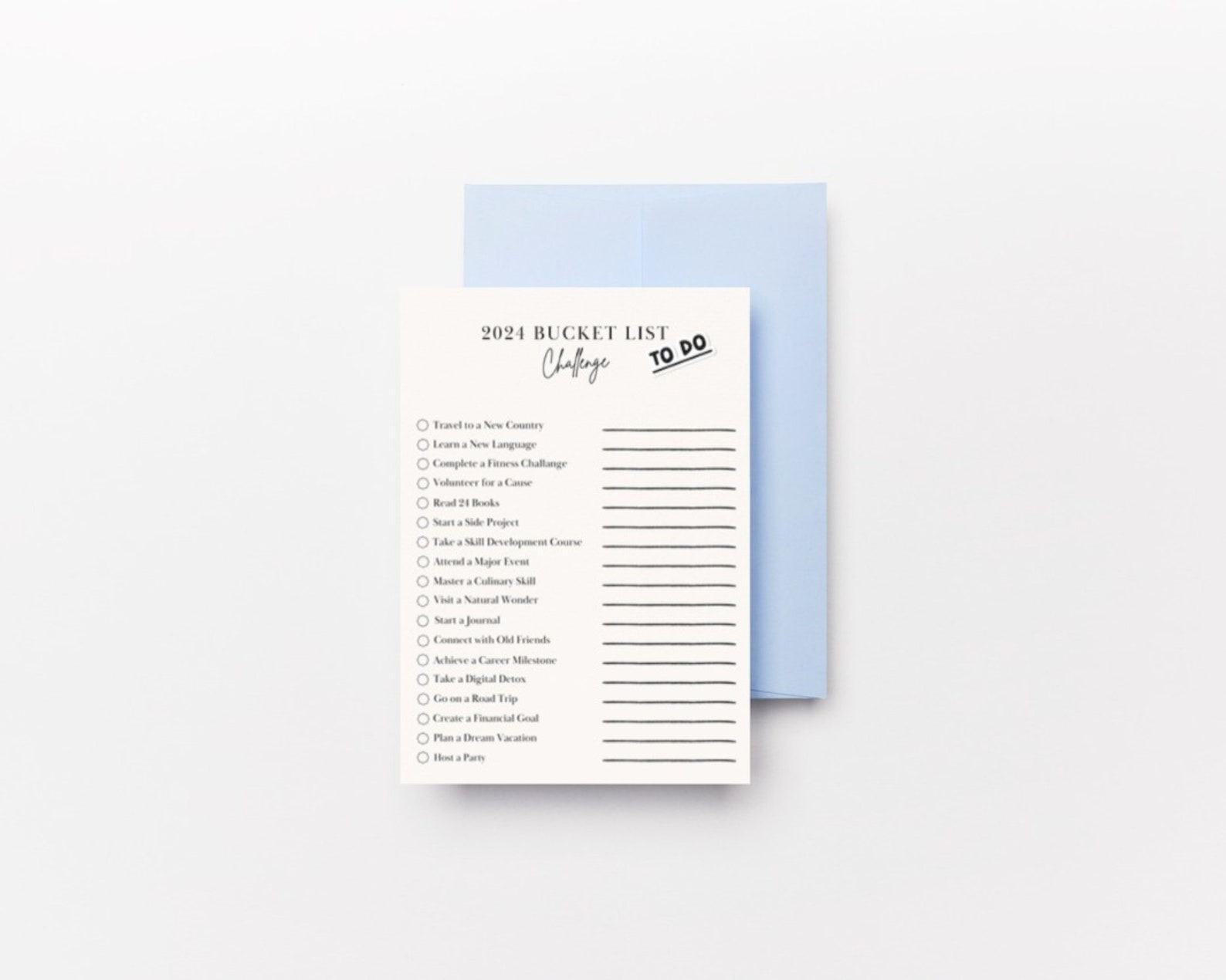 2024 Bucket List Challenge Printable 2024 Resolution Digital Tracker ...