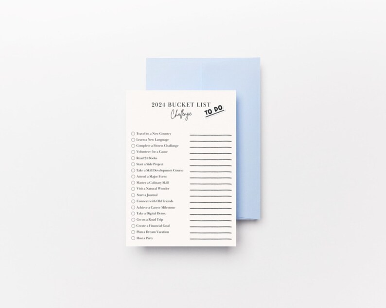 2024 Bucket List Challenge Printable 2024 Resolution Digital Tracker ...