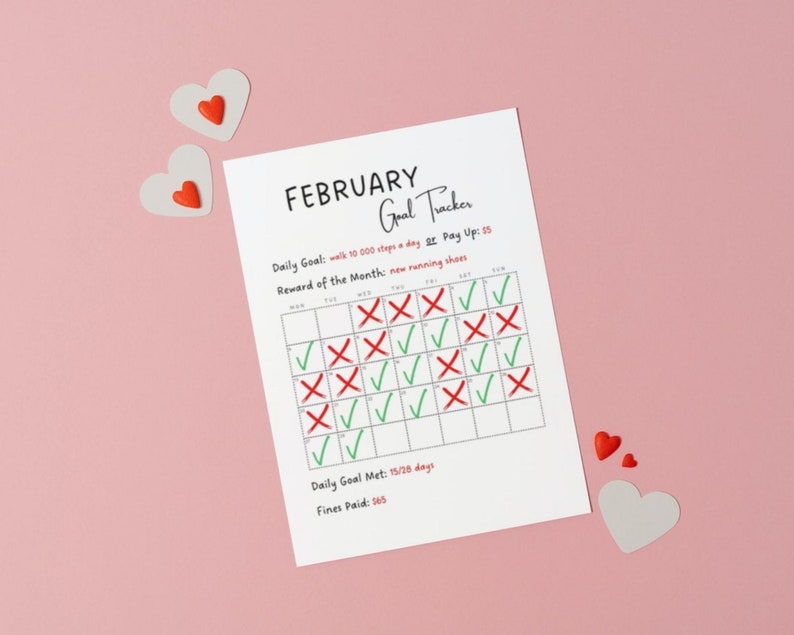 February Daily Goal Tracker Printable Daily Habits Tracker Which Helps ...