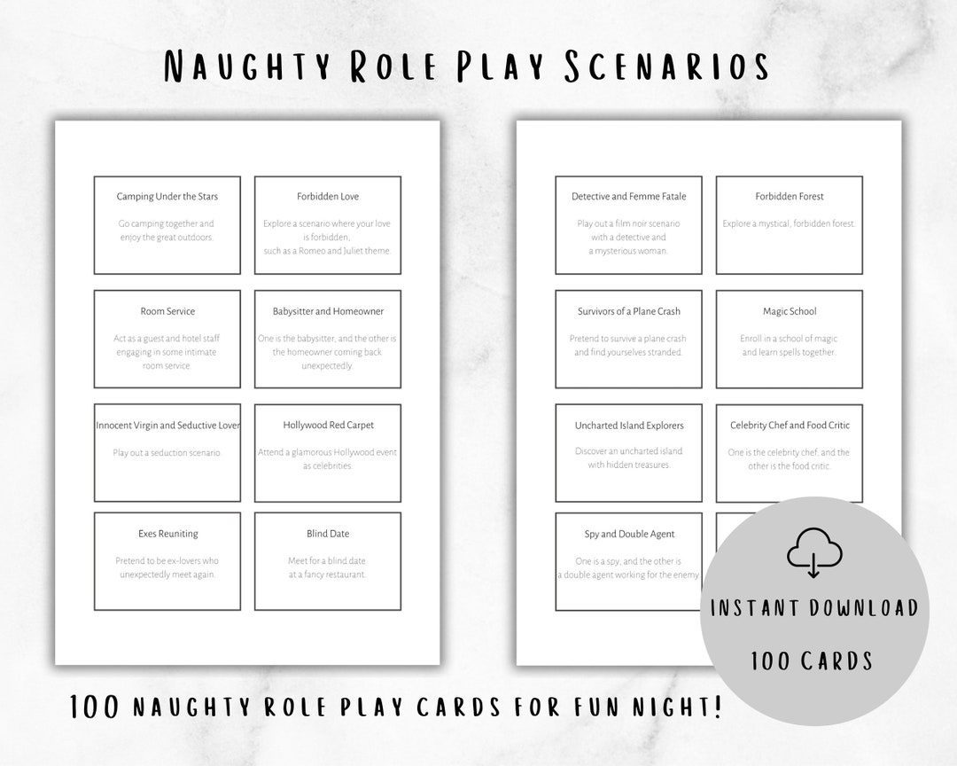Naughty Role Play Scenarios | 100 Printable Cards for Role Play Ideas ...