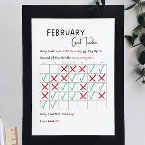 February Daily Goal Tracker | Printable Daily Habits Tracker Which ...