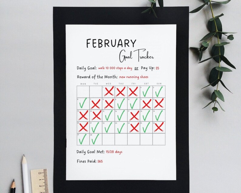 February Daily Goal Tracker Printable Daily Habits Tracker Which Helps ...