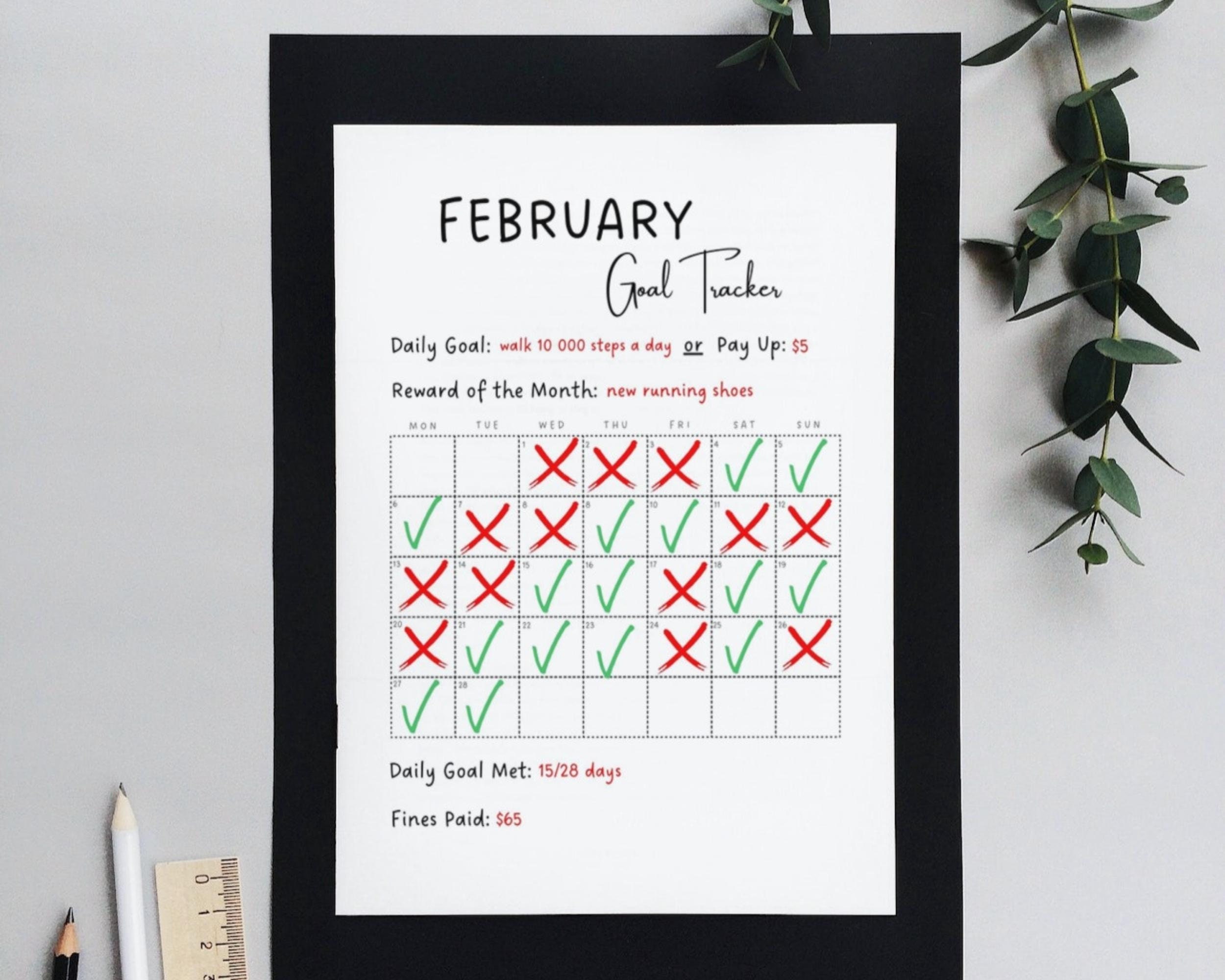 February Daily Goal Tracker Printable Daily Habits Tracker Which Helps ...