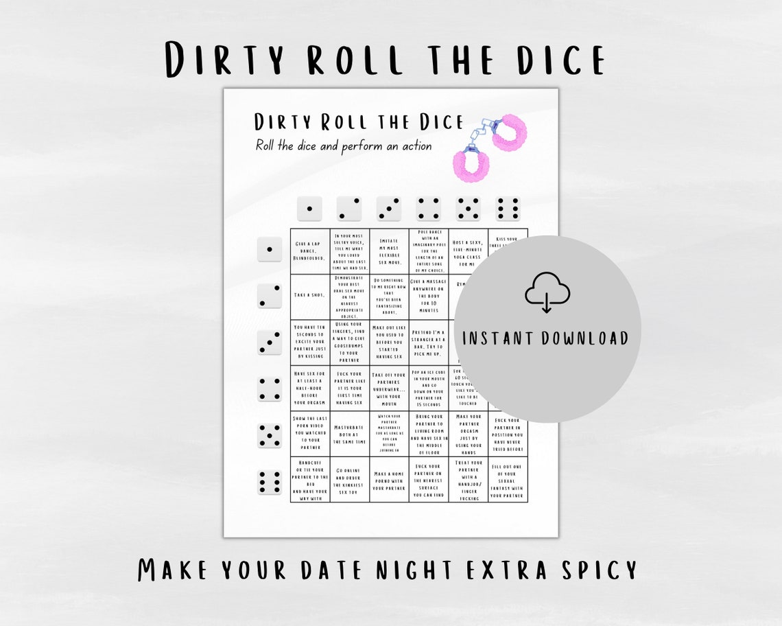 Dirty Roll the Dice Printable Couples Intimacy Foreplay Game for ...