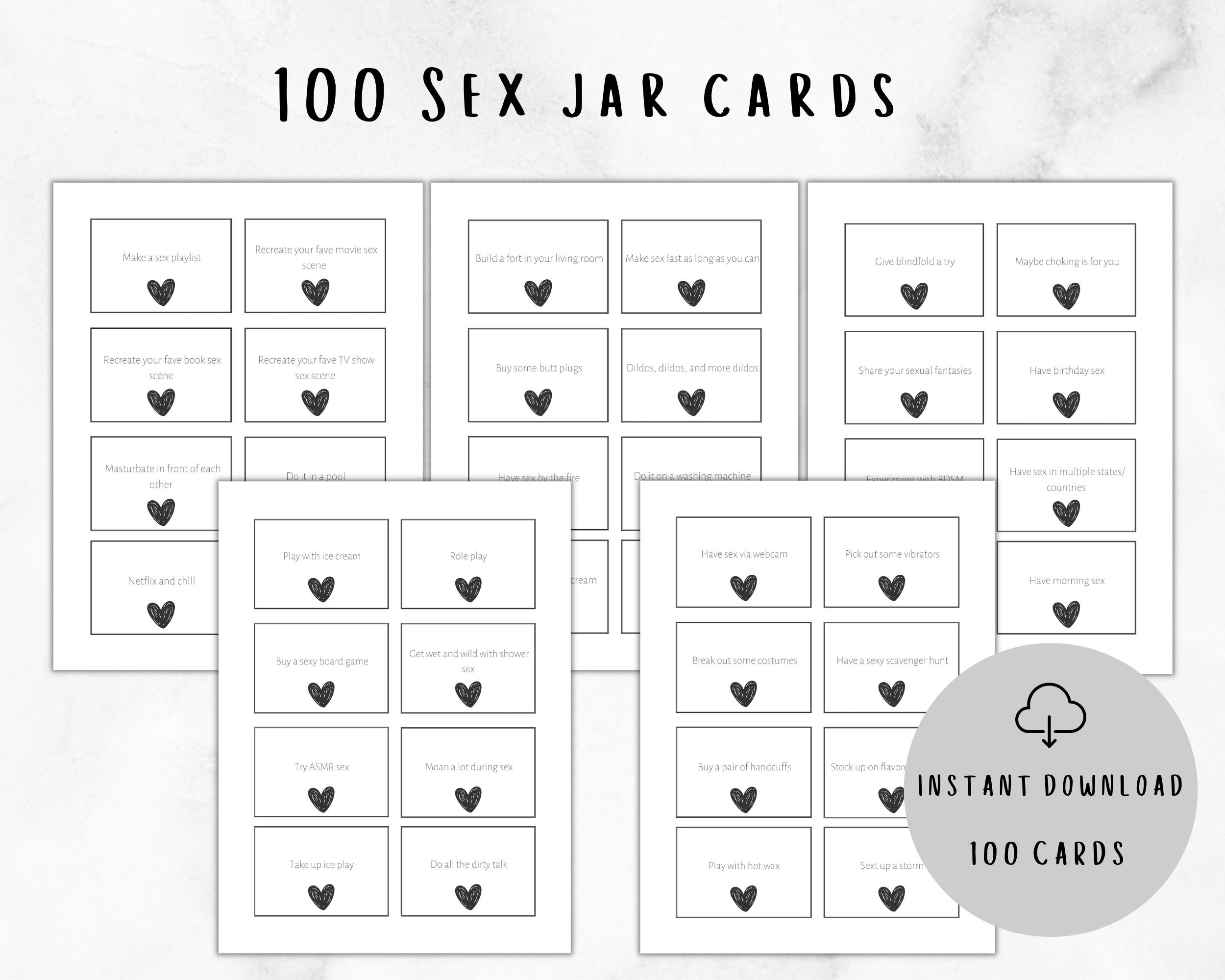 Jar of Desire Sex Jar Cards for Couples Intimacy Game | Printable 100 ...