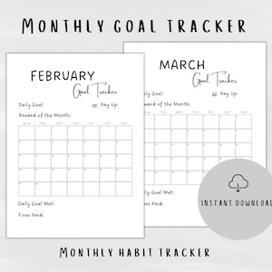 Monthly Daily Goal Tracker | Printable Daily Habits Tracker Which Helps ...