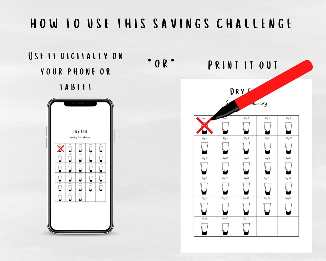 Dry Feb Tracker: Sober Challenge Printable (digital Download) - Etsy