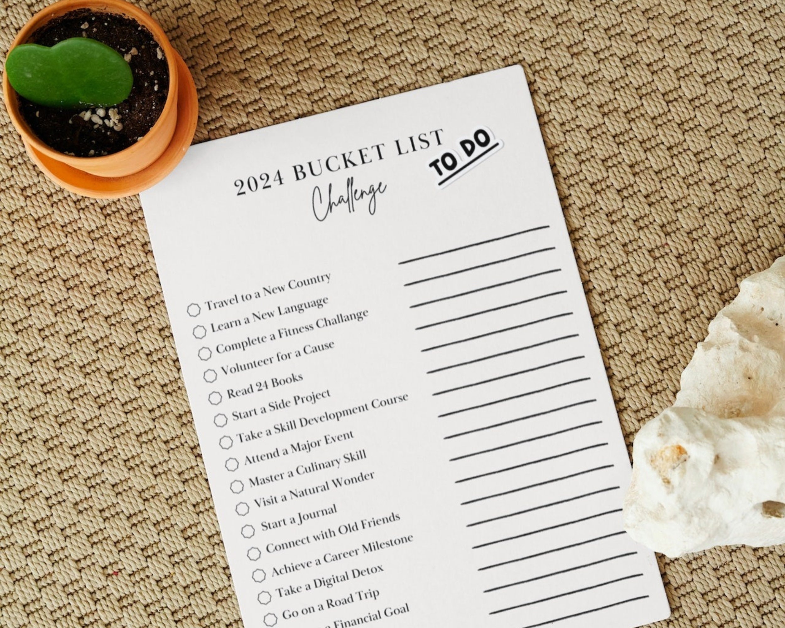 2024 Bucket List Challenge Printable 2024 Resolution Digital Tracker ...