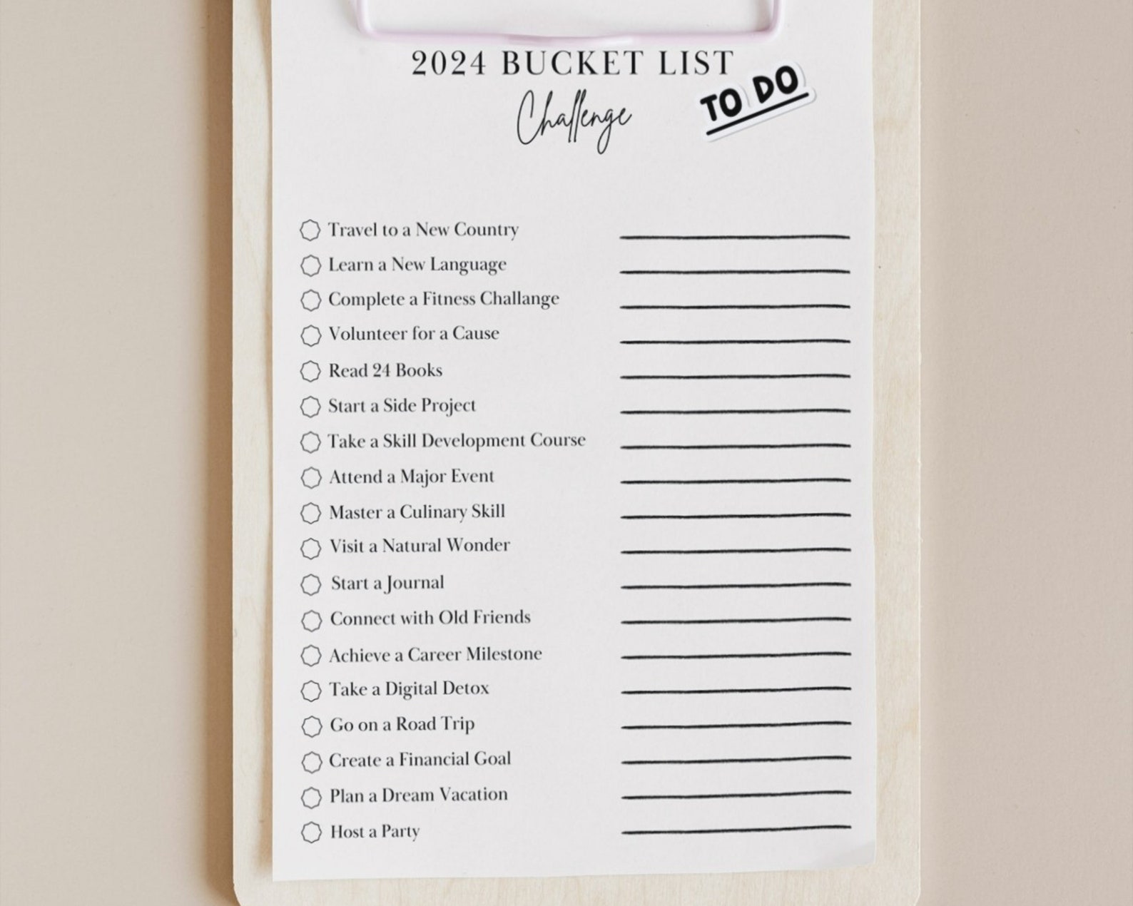 2024 Bucket List Challenge Printable 2024 Resolution Digital Tracker ...