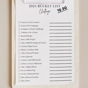2024 Bucket List Challenge Printable | 2024 Resolution Digital Tracker Minimalistic | Yearly to ...