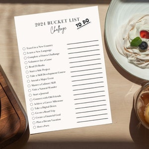 2024 Bucket List Challenge Printable | 2024 Resolution Digital Tracker Minimalistic | Yearly to ...