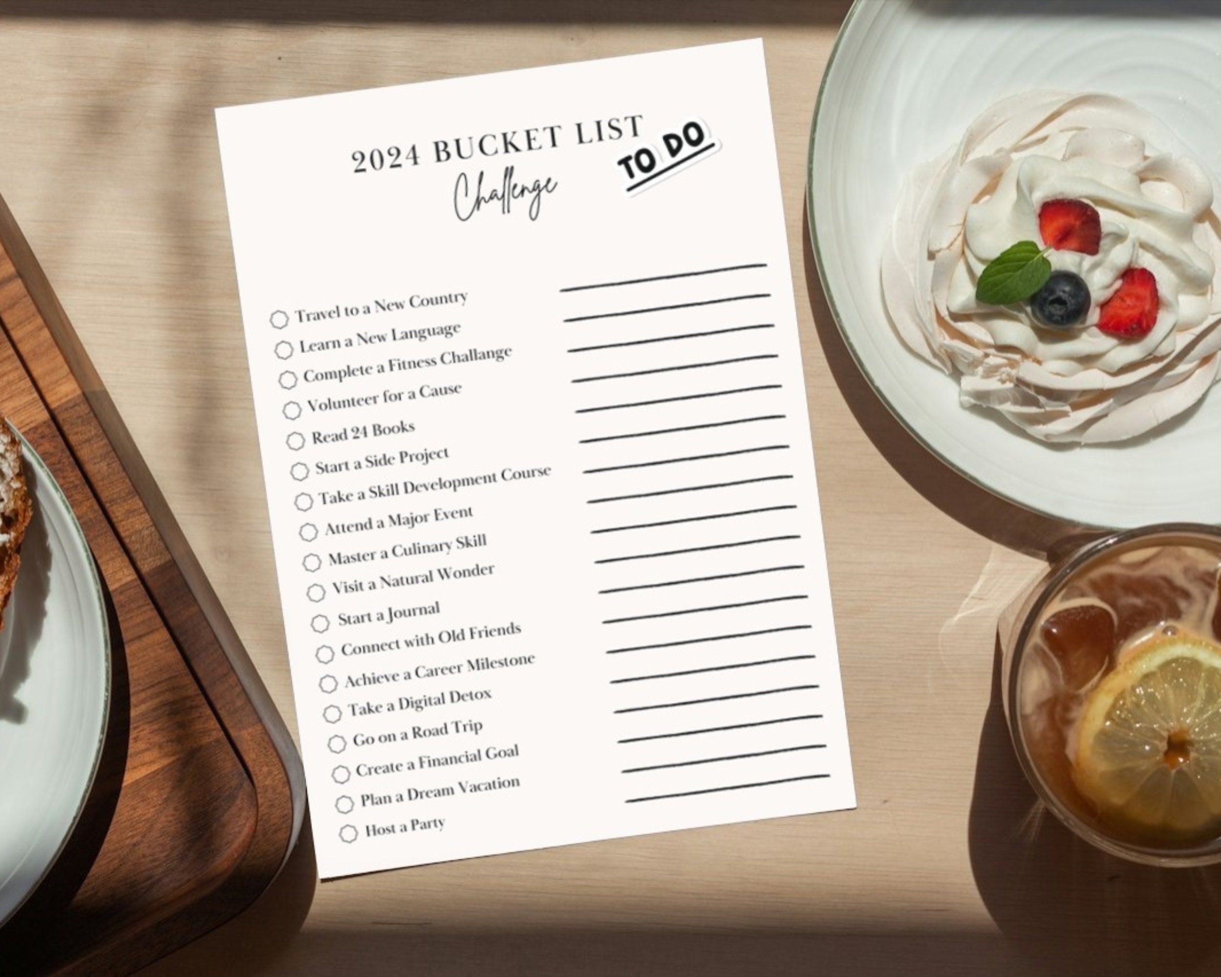 2024 Bucket List Challenge Printable 2024 Resolution Digital Tracker ...