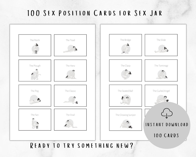 100 Sex Position Cards for Your Jar of Desire Sex Jar | Printable ...
