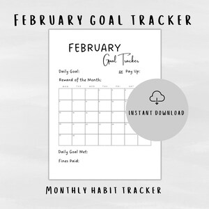 February Daily Goal Tracker | Printable Daily Habits Tracker Which ...