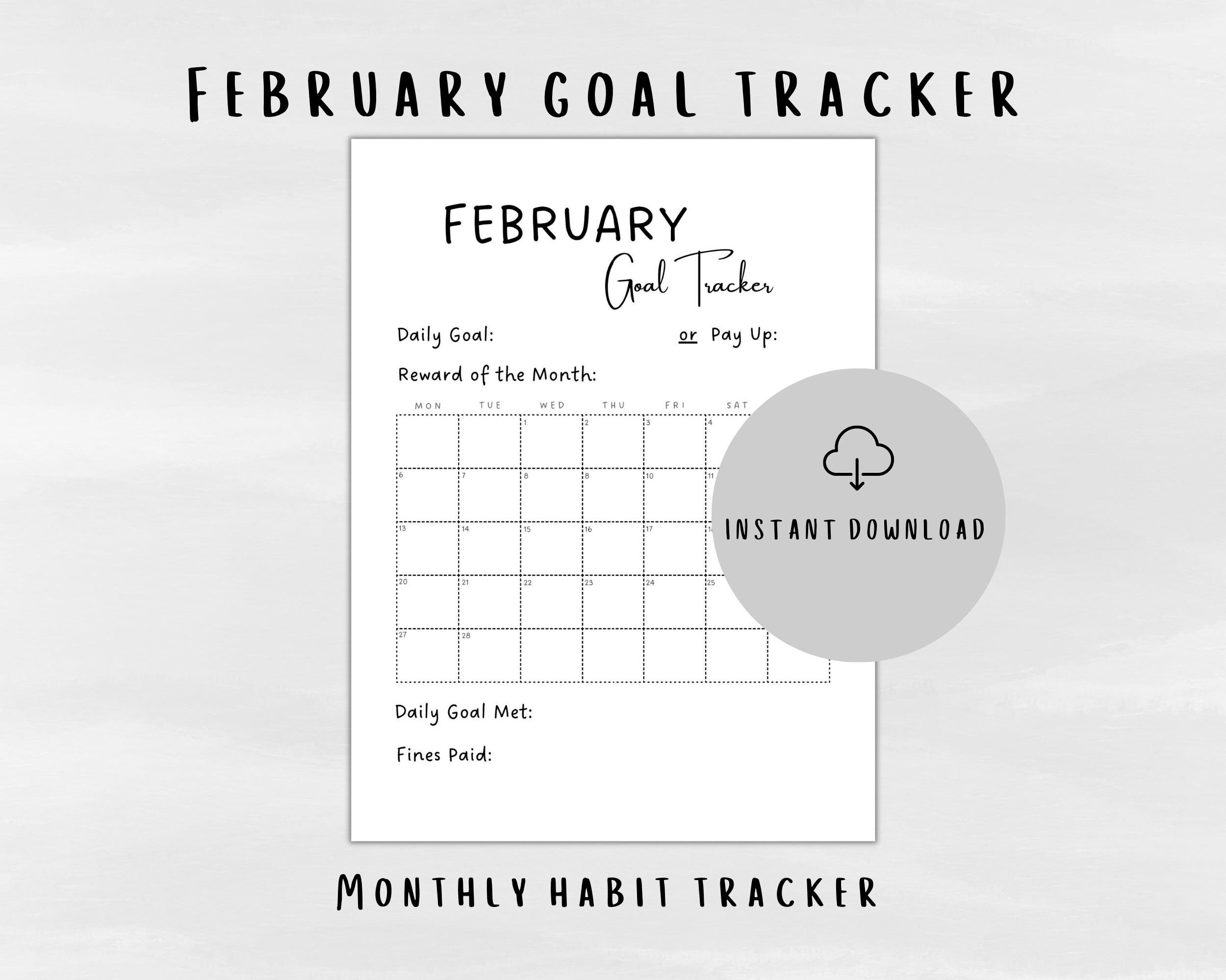 February Daily Goal Tracker Printable Daily Habits Tracker Which Helps ...