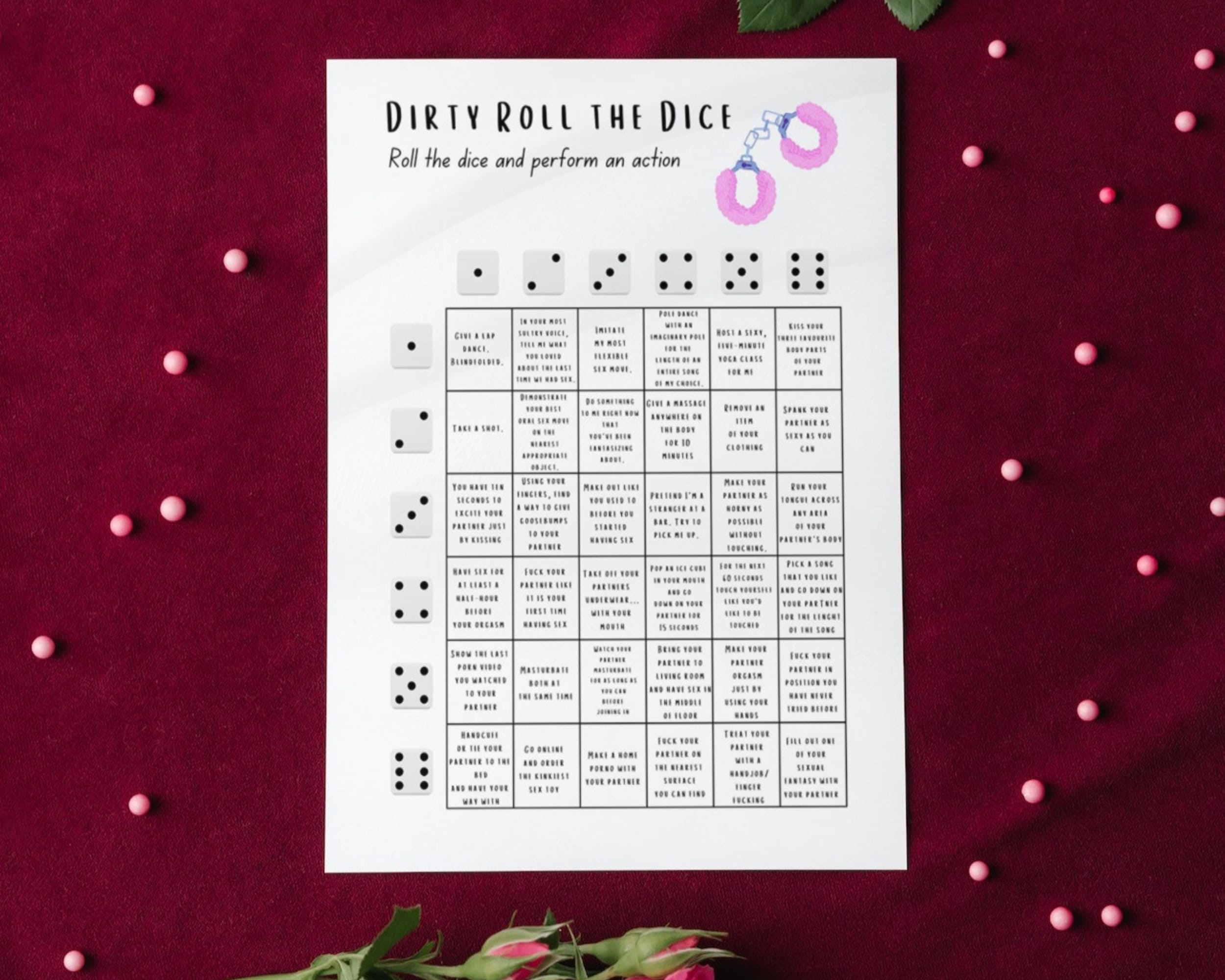 Dirty Roll the Dice Printable Couples Intimacy Foreplay Game for ...