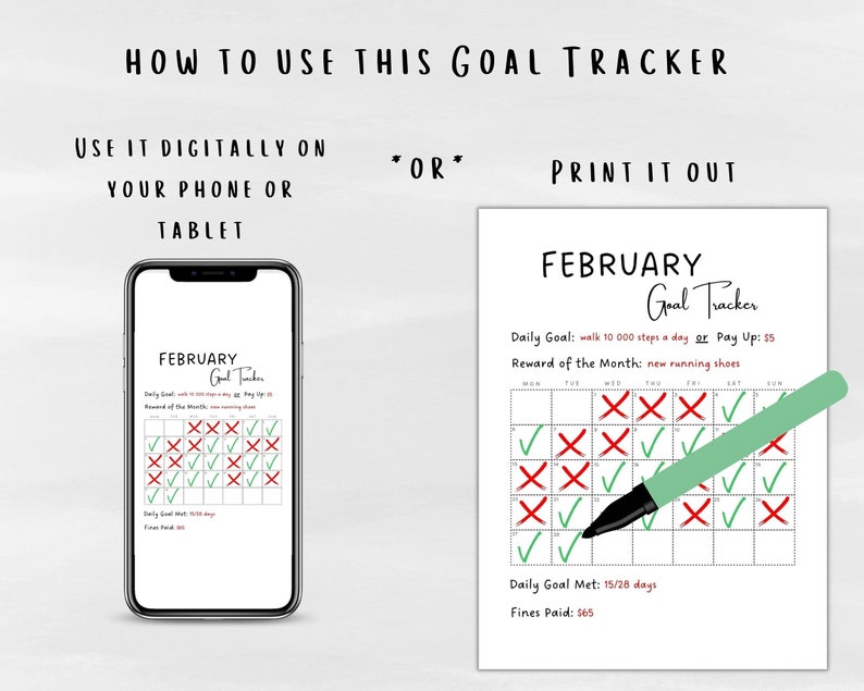 Monthly Daily Goal Tracker Printable Daily Habits Tracker Which Helps ...