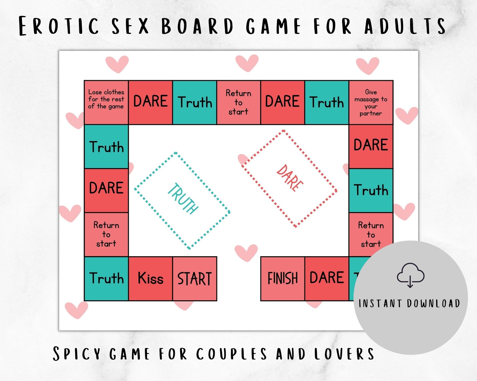 Printable Erotic Sex Board Game for Couples Truth or Dare Sex Gift for ...
