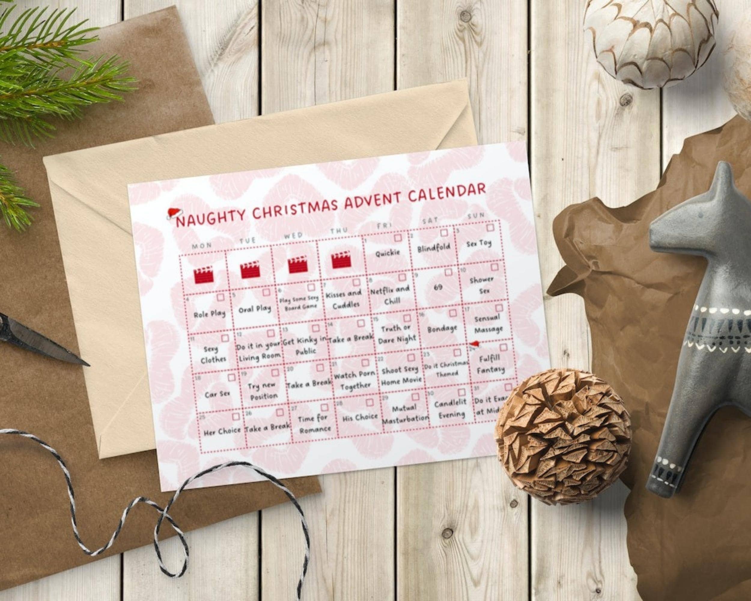 Naughty Christmas Advent Calendar December | Printable Intimate Couples ...
