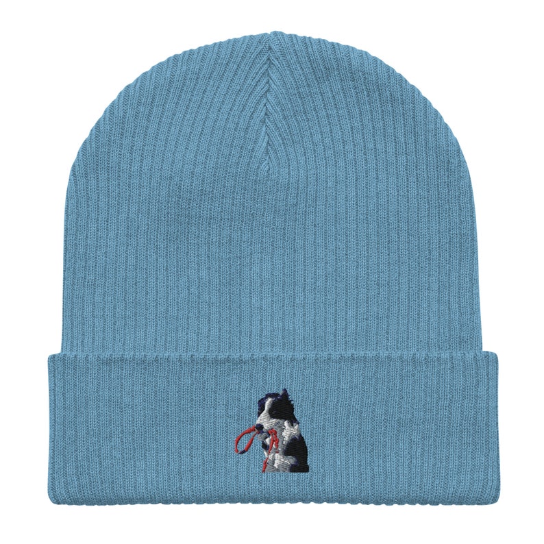 Border Collie Stylish Organic Ribbed Beanie Cap Unisex Embroidered ...