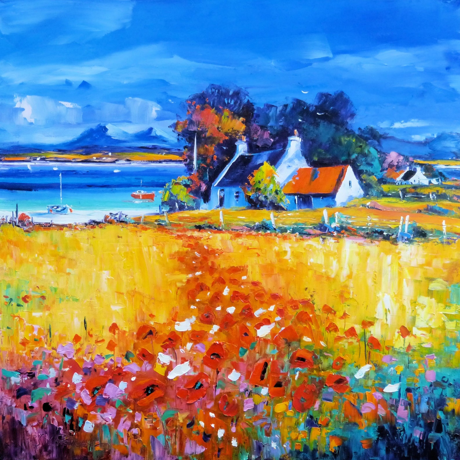 Scottish Landscape Print of Mull With Poppies. Unframed Print - Etsy