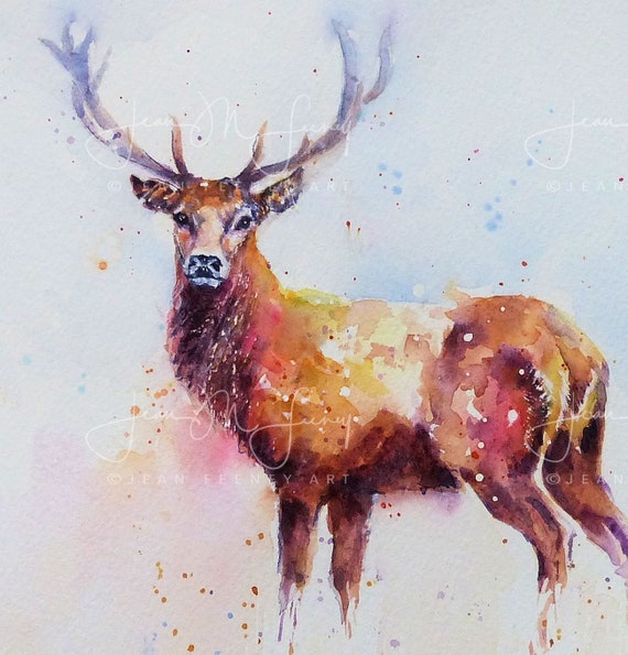 Unframed Stag print great gift for a hunter or wild life | Etsy