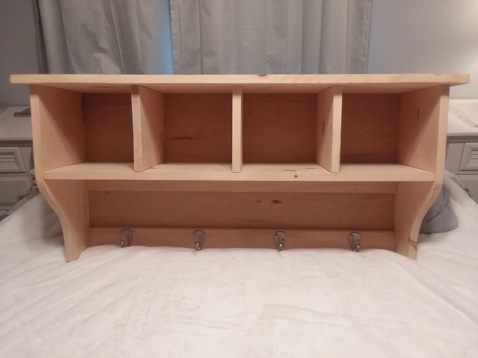 Cubby Storage With (4) Cubbies and (4) Hooks for Coats and a Place for ...