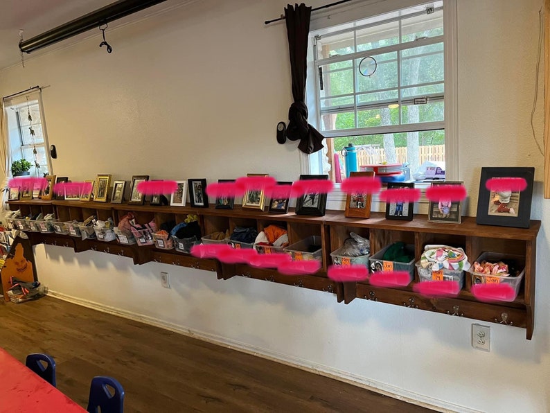 Cubby Storage With (4) Cubbies and (4) Hooks for Coats and a Place for ...