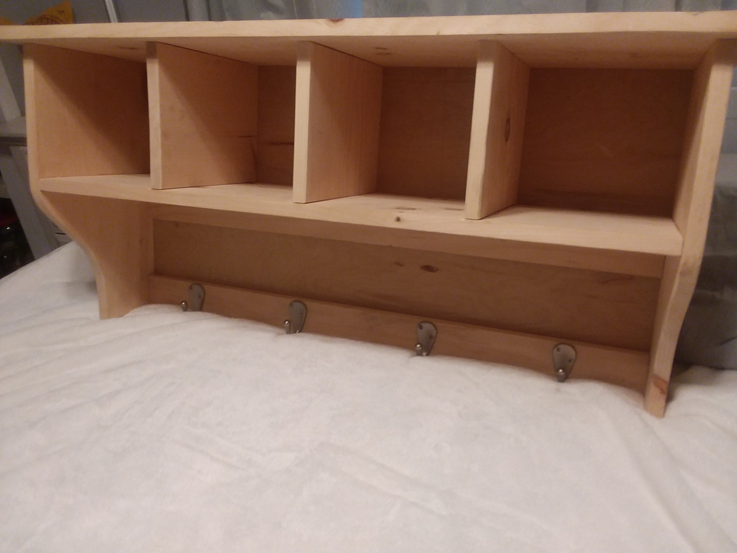 Cubby Storage With 4 Cubbies and 4 Hooks for Coats and a Place for Keys ...