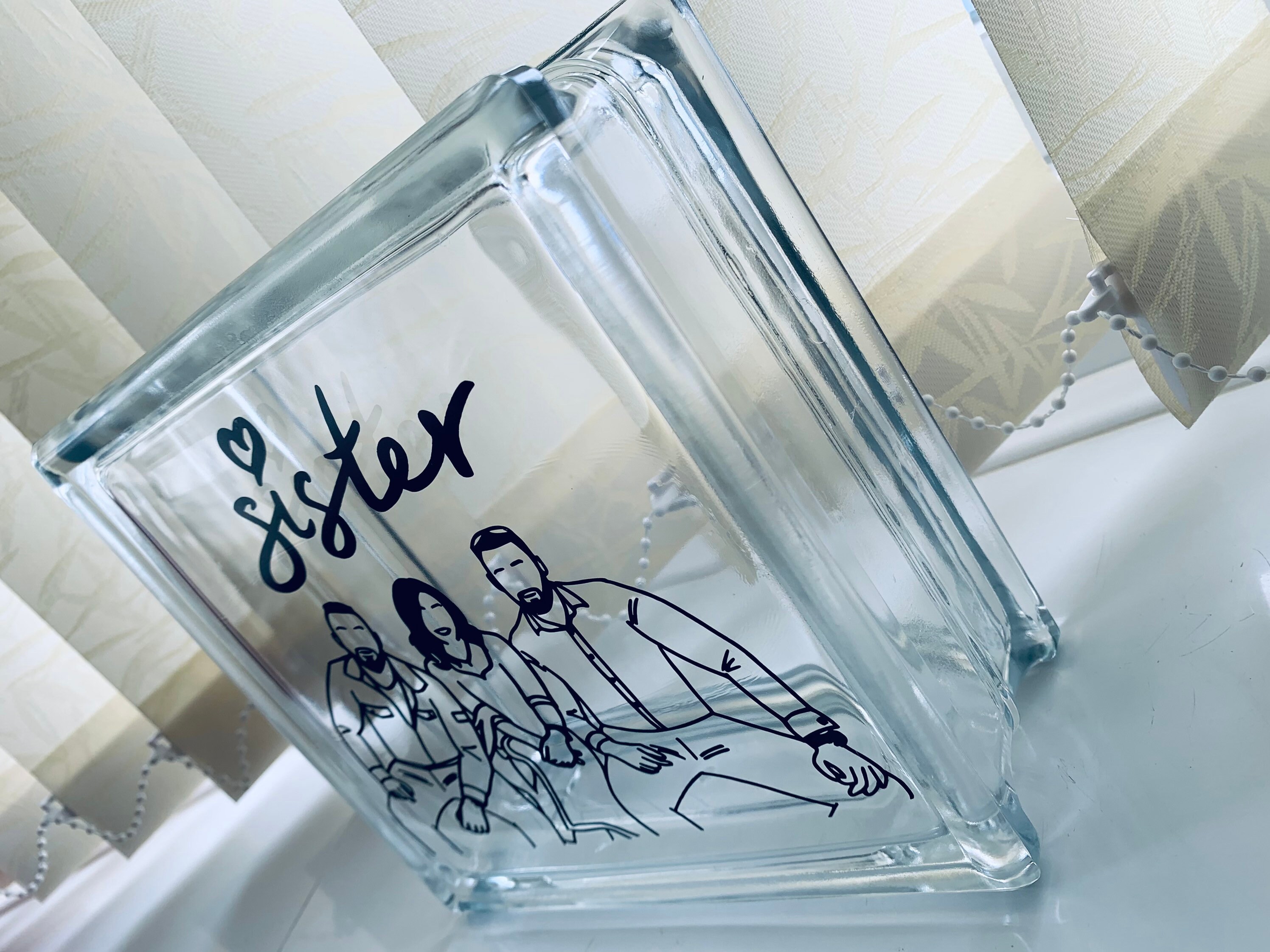 Custom Line Art, Custom Line Drawing, Custom Line Art Glass Block ...