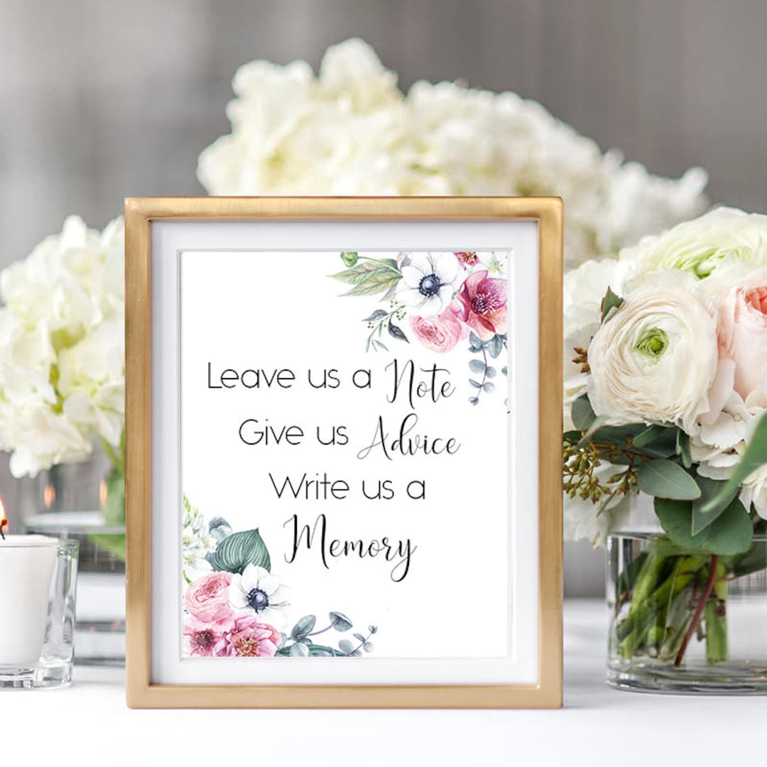 Leave Us a Note Wedding Sign Digital Floral Pink Hellebore,white ...