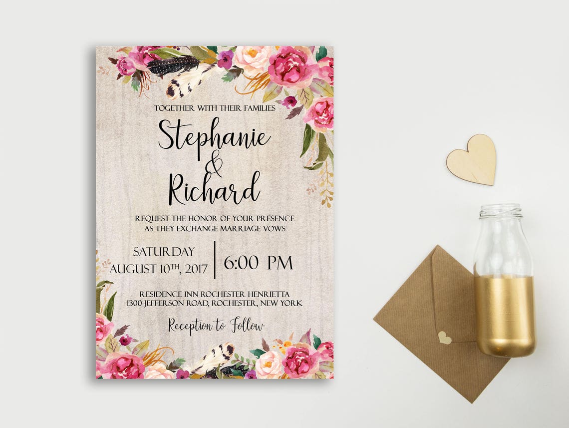 Wedding Rustic Invitation Printable Wedding Invitation - Etsy
