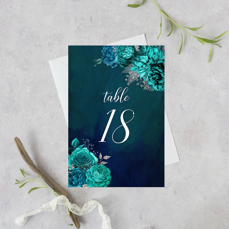 Teal Table Numbers Teal Wedding Themetable Numbersteal - Etsy
