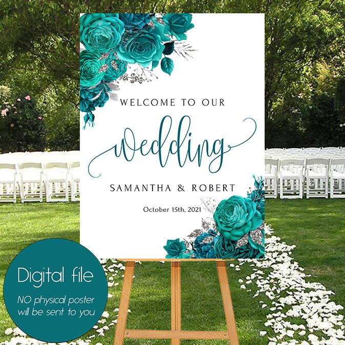 Teal Green Welcome Sign Welcome Sign Welcome Template Teal - Etsy