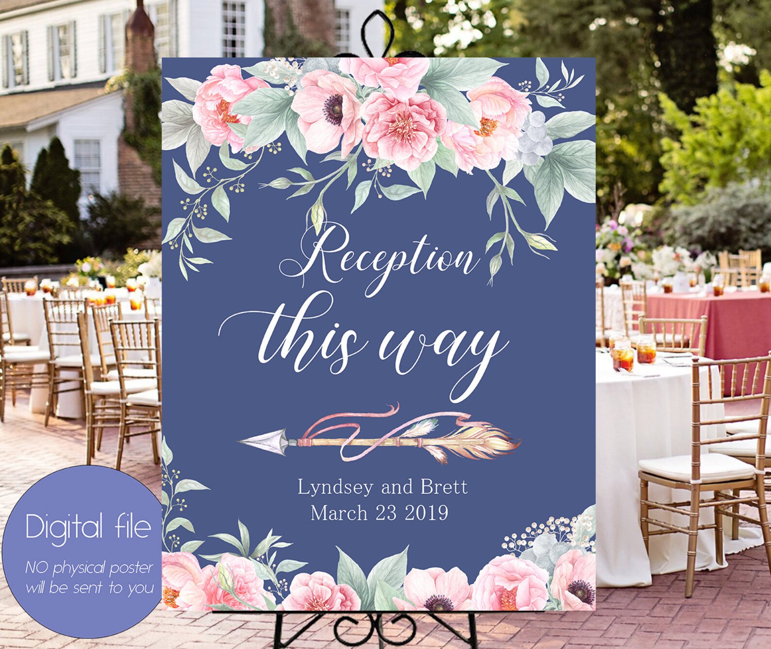 Reception This Way Signwedding Direction Signblue Blush - Etsy