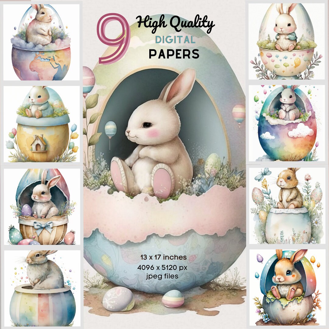 Easter Bunny Watercolor Clip Art, Easter Bunny Illustration, Bunny Clip ...