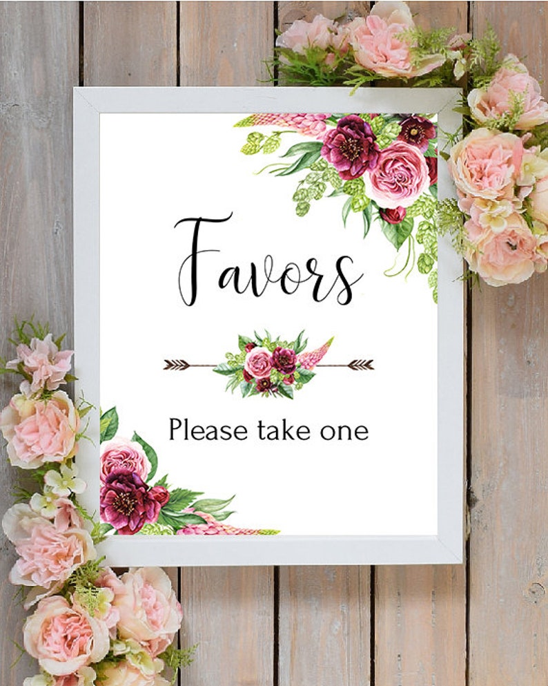 Favors Sign,wedding Sign Digital,wedding Decoration,burgundy Blush ...