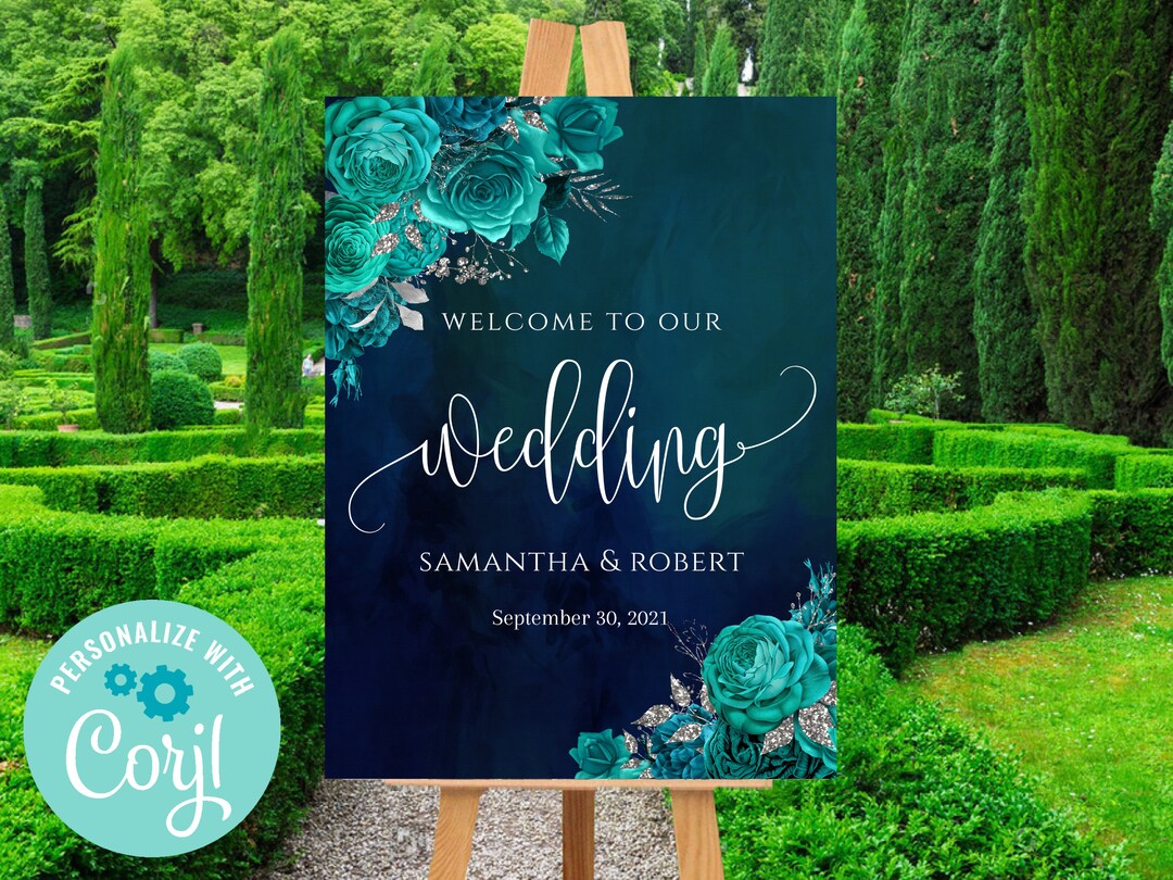 Welcome Sign Template, Teal Green Welcome Sign, Welcome Template, Teal ...