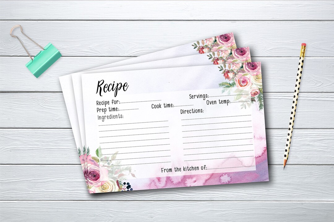 Recipe Card Bridal Shower Floral Printable Games Boho Flowers Pink ...