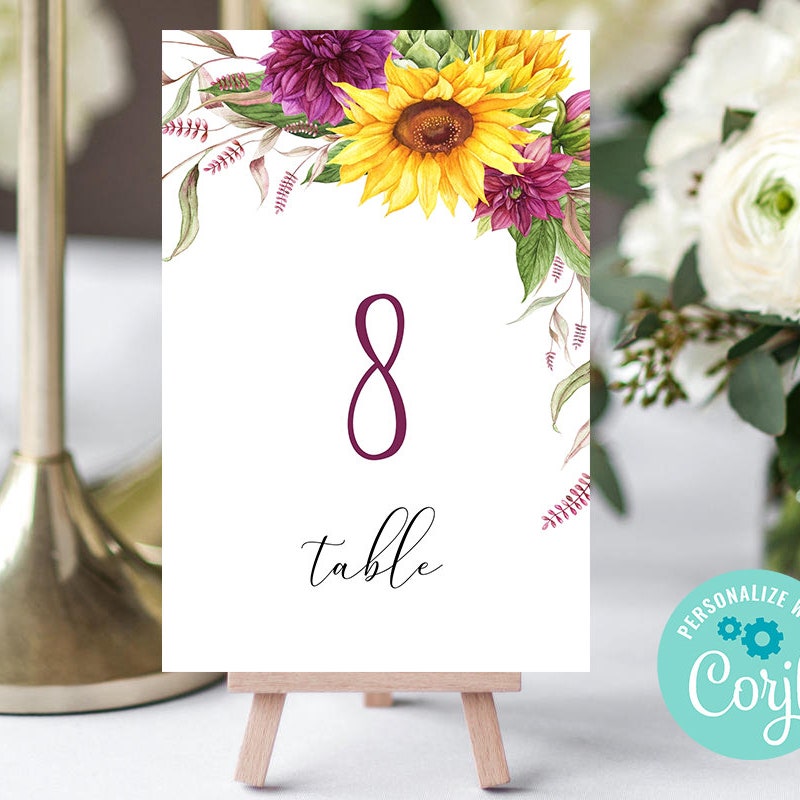 Sunflower Table Numbers - Etsy