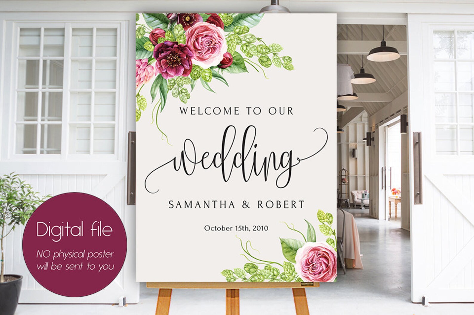 Welcome Wedding Sign,welcome Wedding Reception Sign,burgundy Blush ...